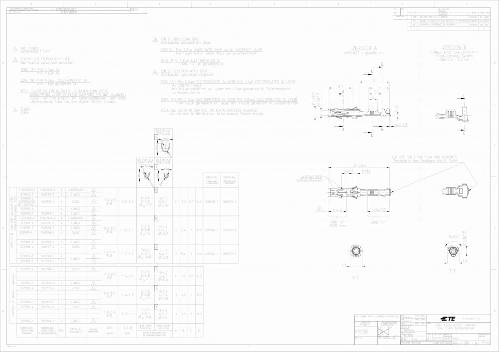 TE Connectivity 929989-1 controlled drawing preview