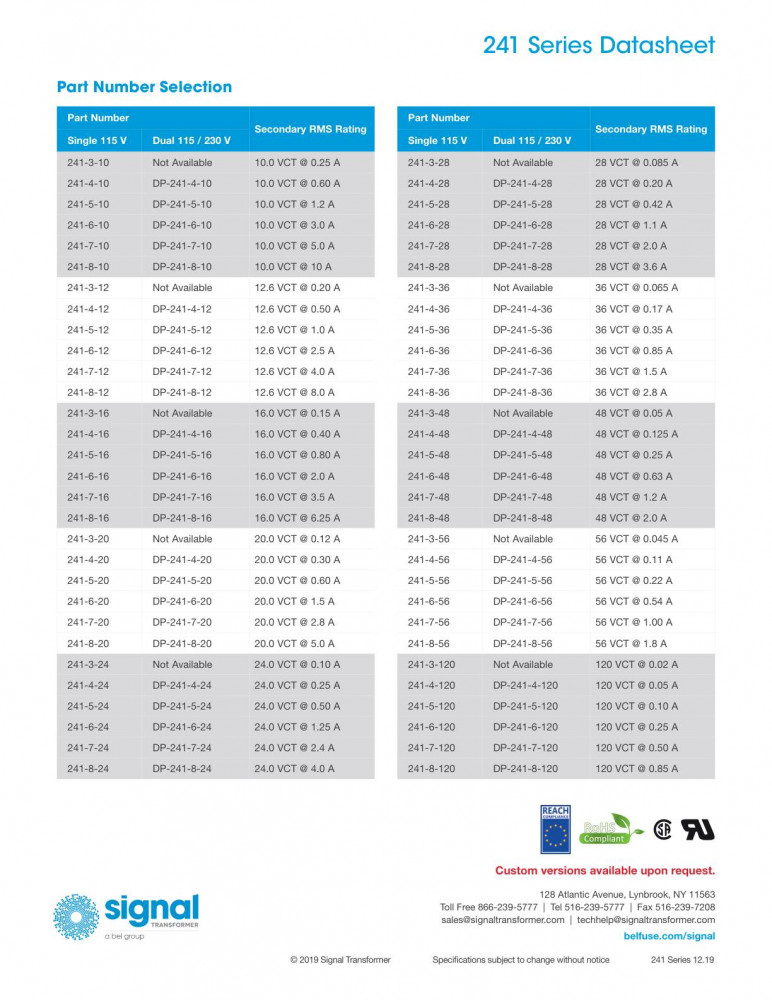 Bel Fuse 241 Series datasheet page 2