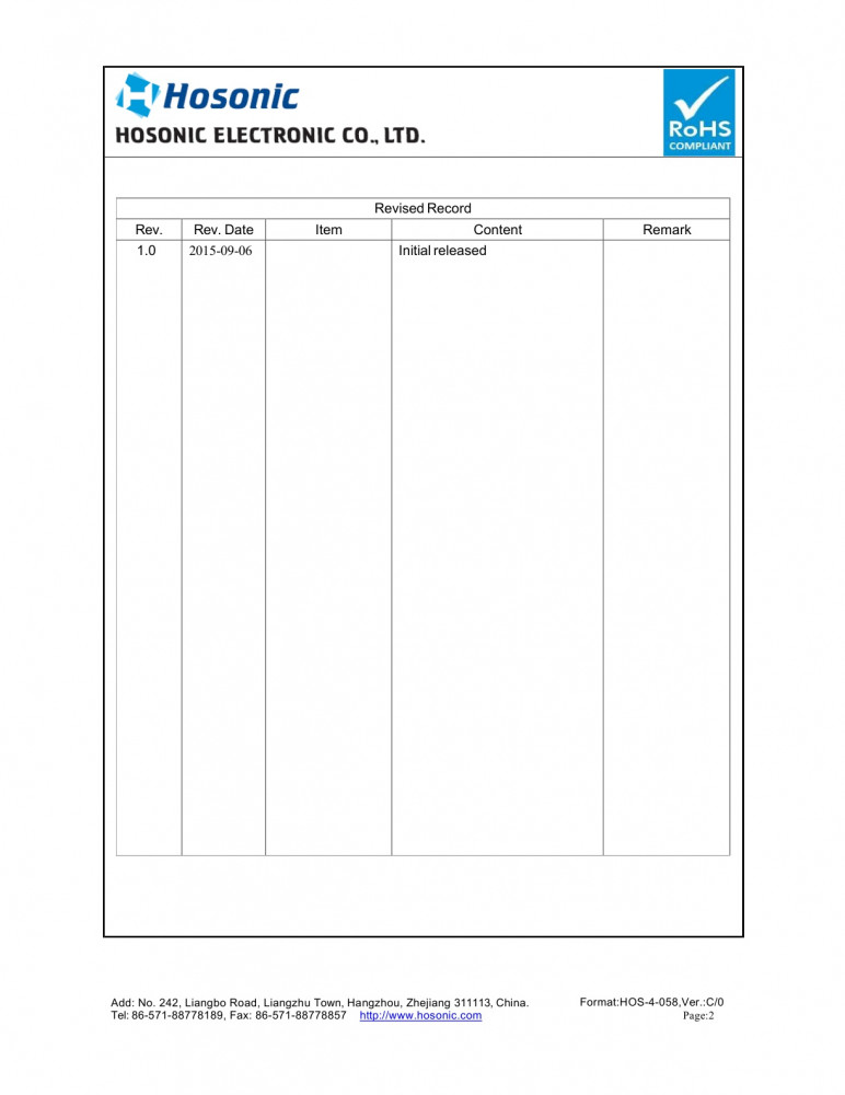 HOSONIC E3SB40E000030E datasheet page 2