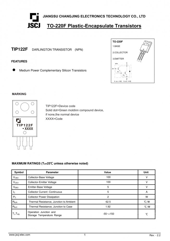 TIP122F datasheet page 1