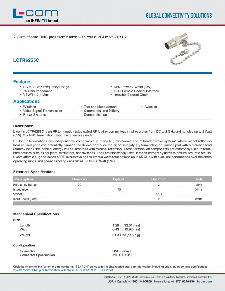 LCTR6255C product datasheet page 1