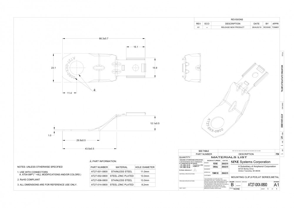 Amphenol AT27-006-0800 technical drawing