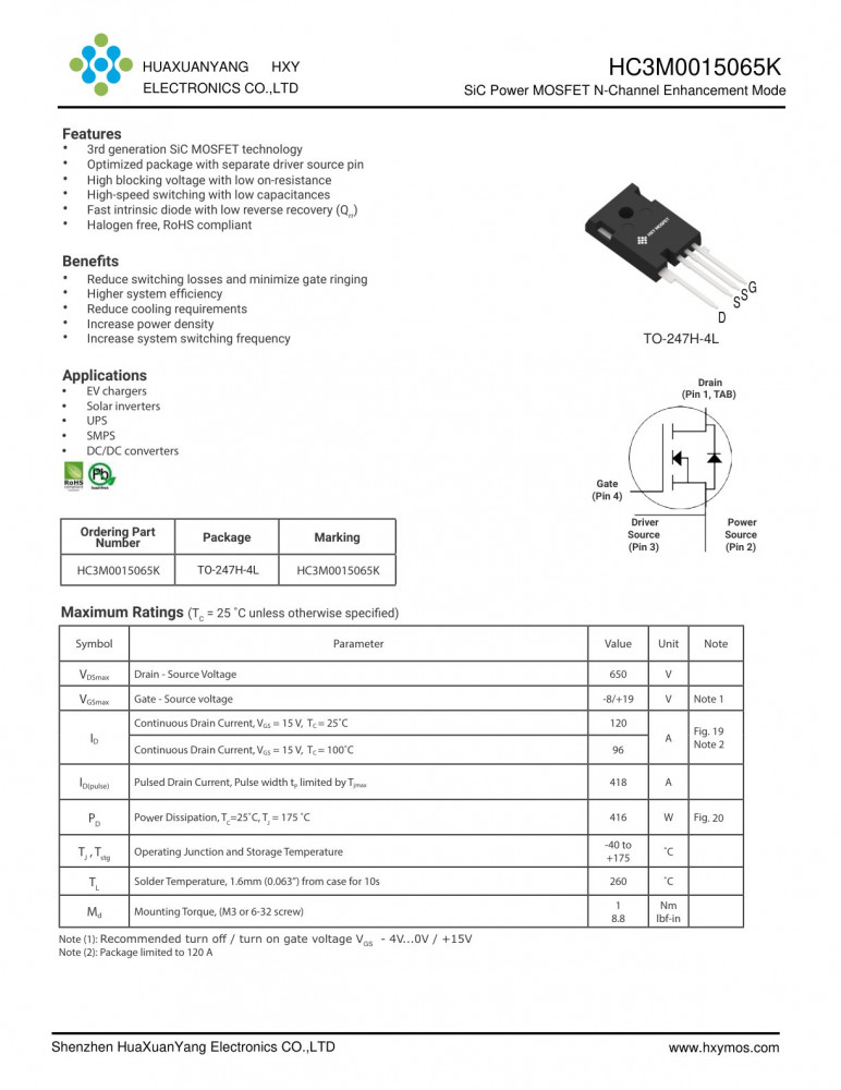 HC3M0015065K datasheet page 1