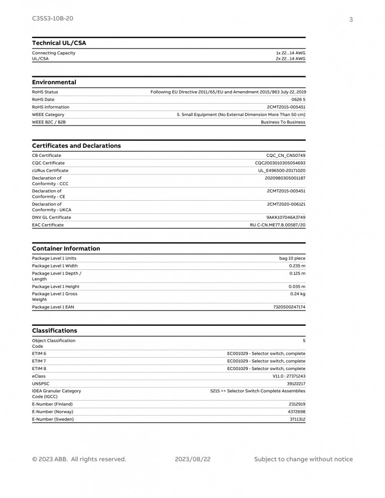 ABB C3SS3-10B-20 technical document page 3