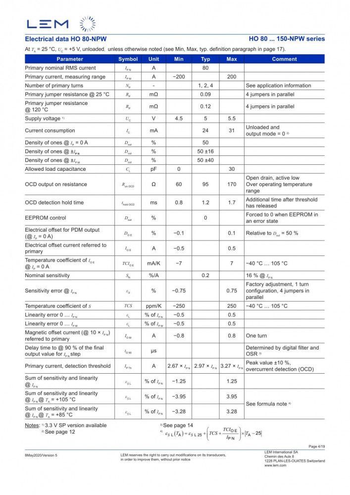 HO-NPW datasheet page 4