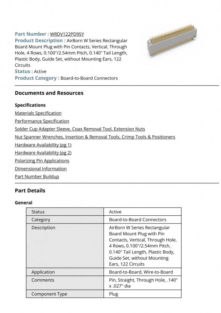 WRDV122PD9SY technical document image, page 1