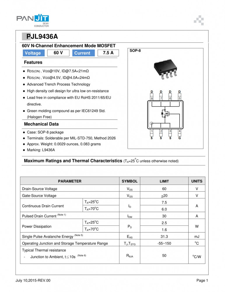 PJL9436A datasheet page 1