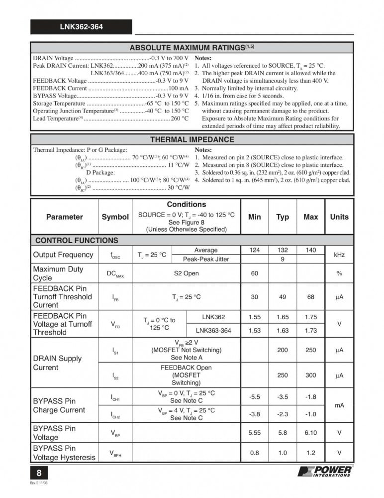 LNK362DG-TL datasheet page 8