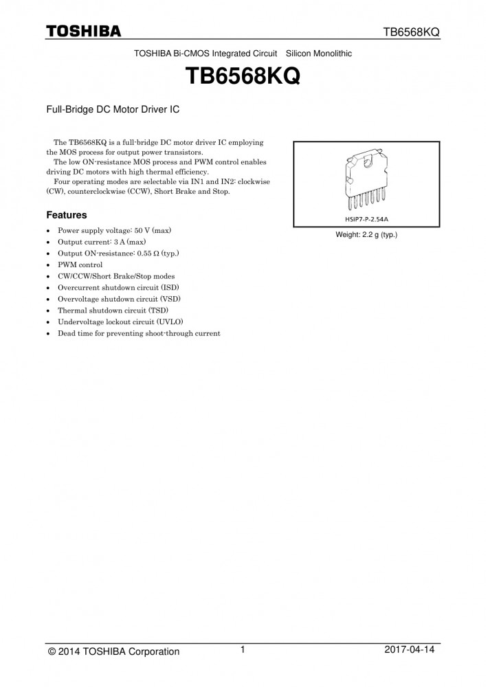 TB6568KQ datasheet page 1