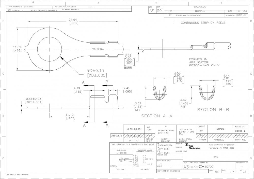 TE Connectivity AMP 1470-19 REV 31MAR2000 document preview