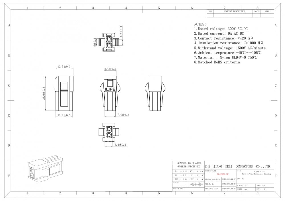 DL42009-RT technical drawing page 1
