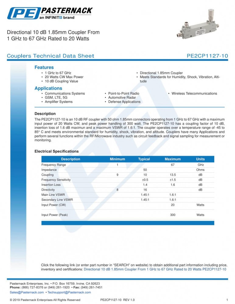 PE2CP1127-10 datasheet page 1