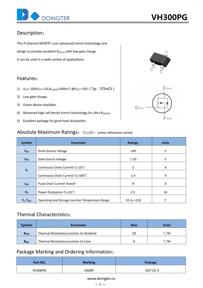 VH300PG datasheet page 1
