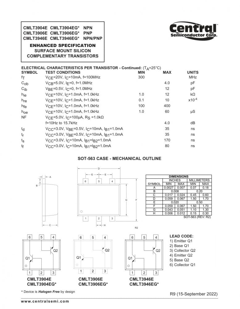 CMLT3904EG specification page 2