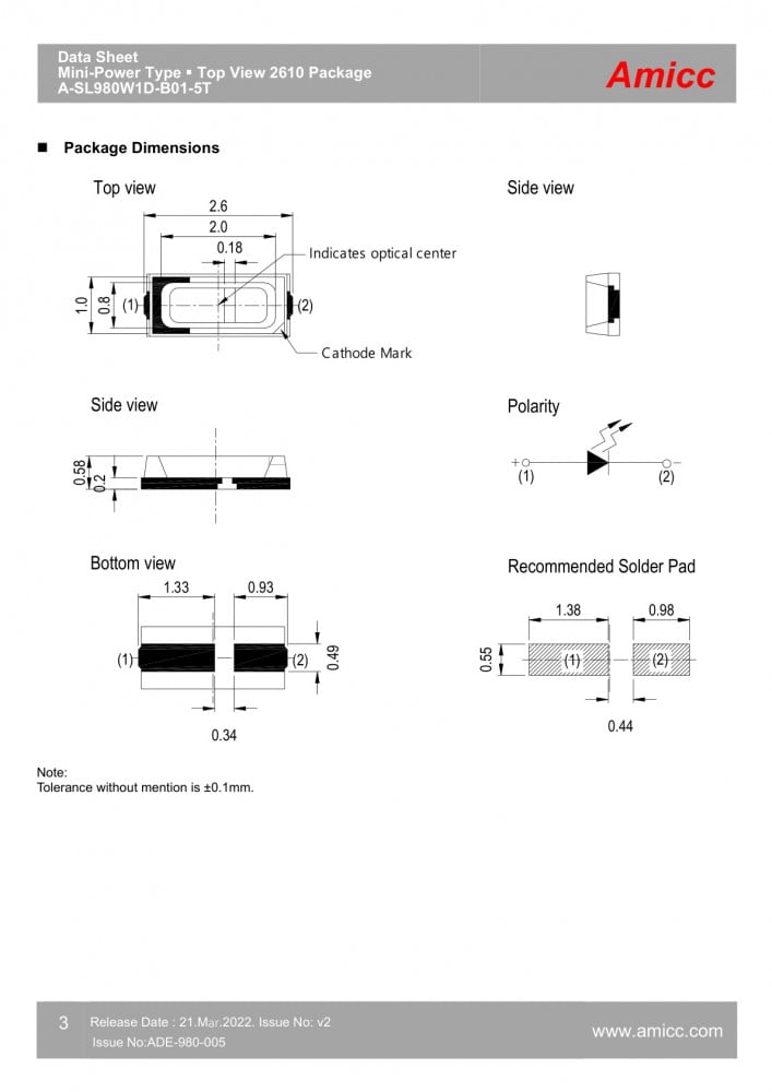 A-SL980W1D-B01-5T datasheet page 3