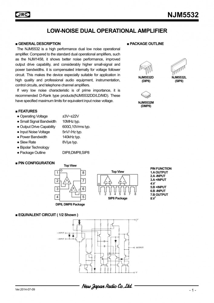 NJM5532 datasheet page 1