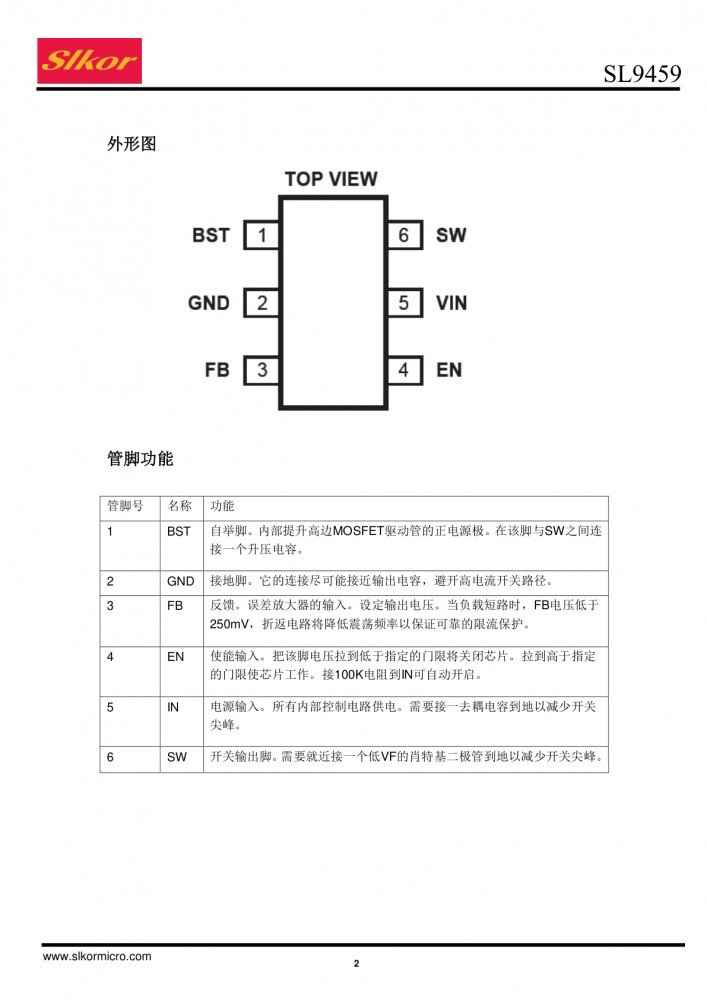 SL9459 datasheet page 2