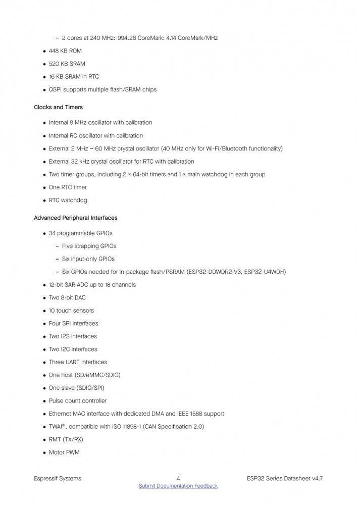 ESP32 technical document page 4