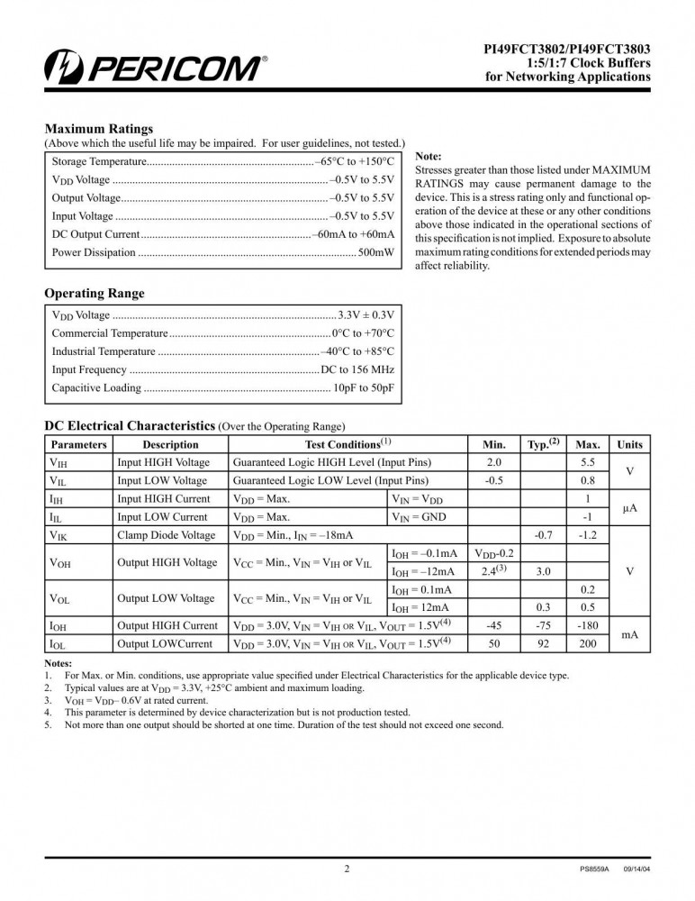 PI49FCT3803LEX datasheet page 2