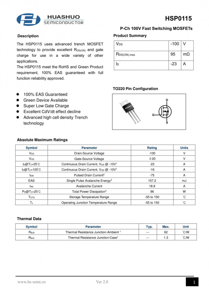 HSP0115 datasheet page 1