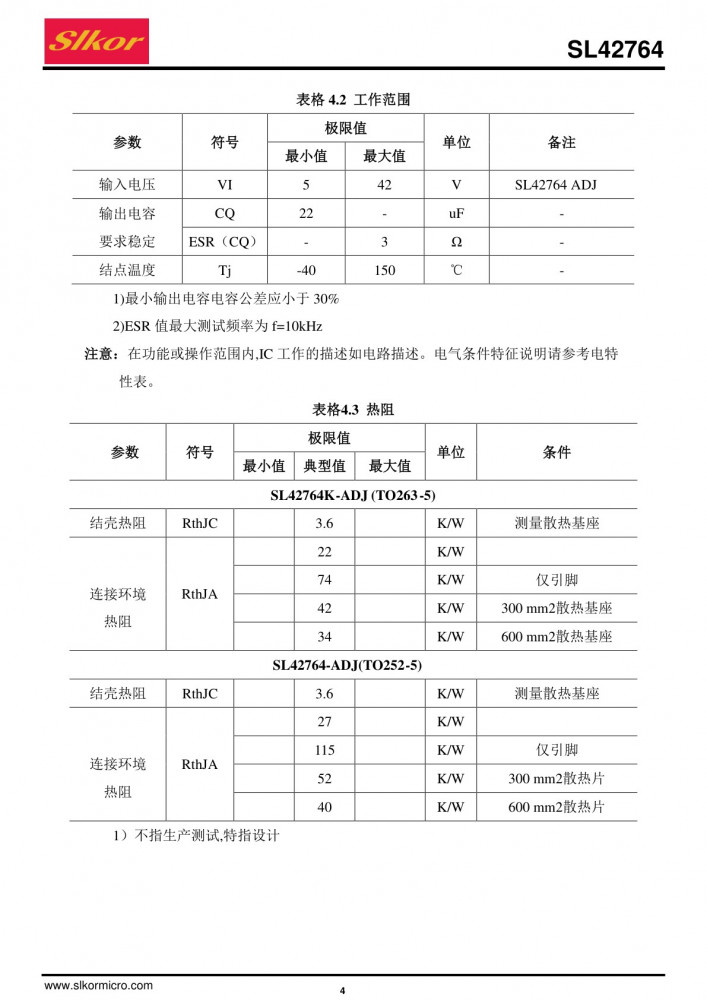 SL42764 datasheet page 4