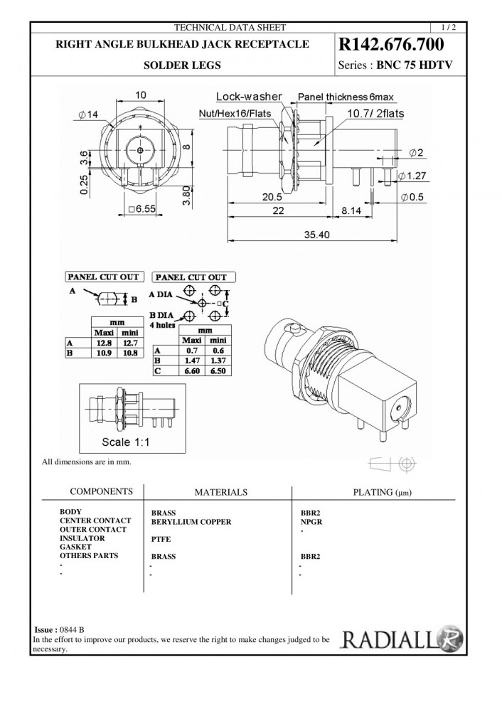 Radiall R142.676.700 datasheet page 1