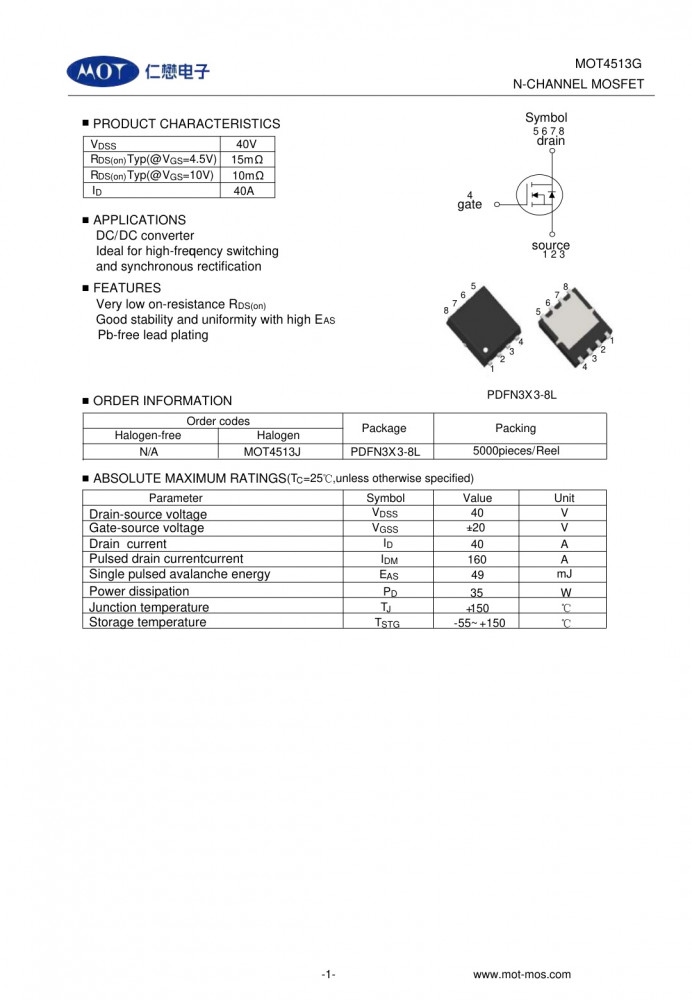 MOT4513J datasheet page 1