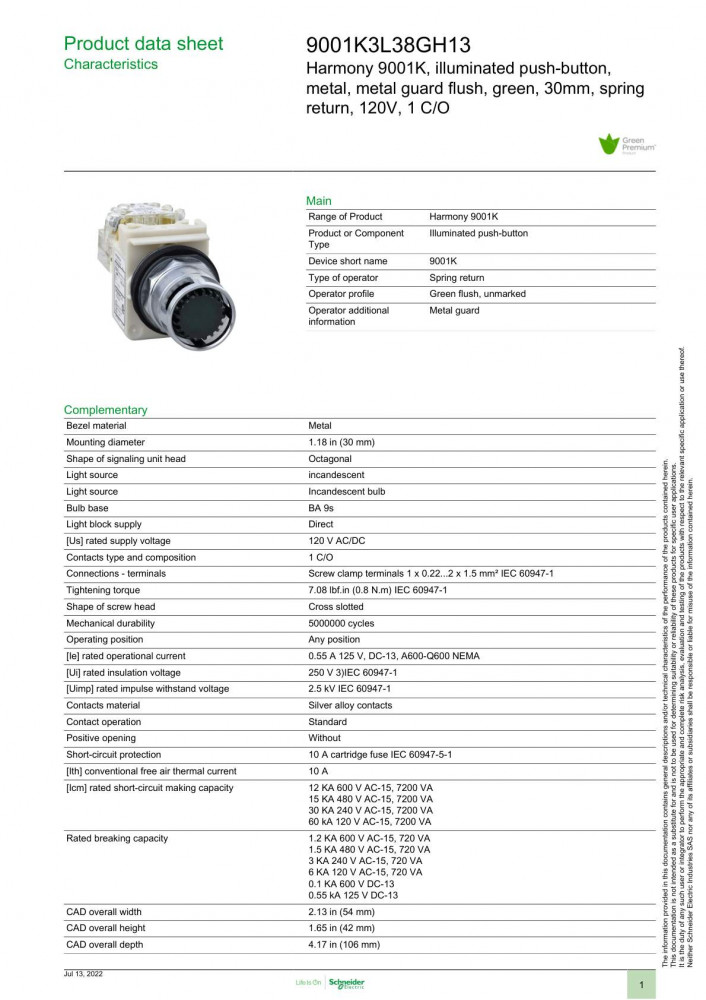 9001K3L38GH13 technical document page 1