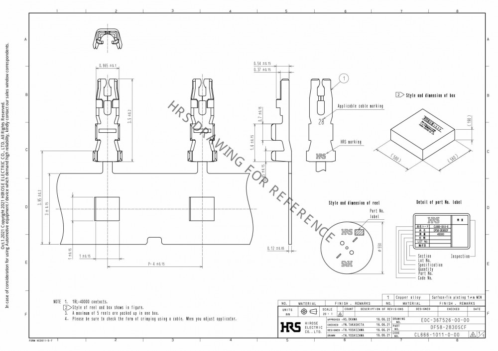 HRS DF58-2830SCF technical drawing preview