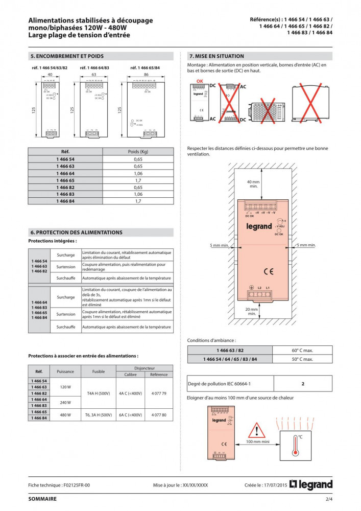 Legrand power supply technical document, page image 2