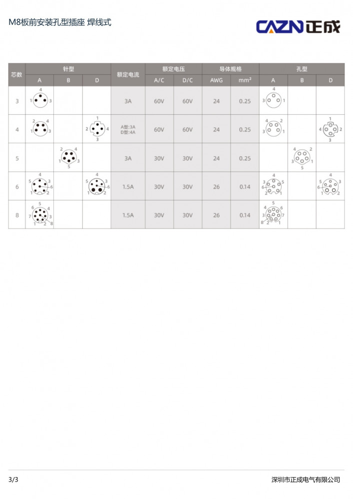 CAZN M8-S4A-GWBM8 technical document page 3