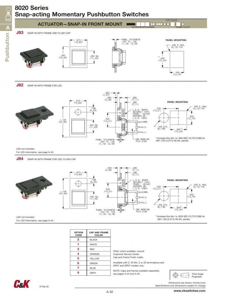 C&K 8020 series datasheet page 4