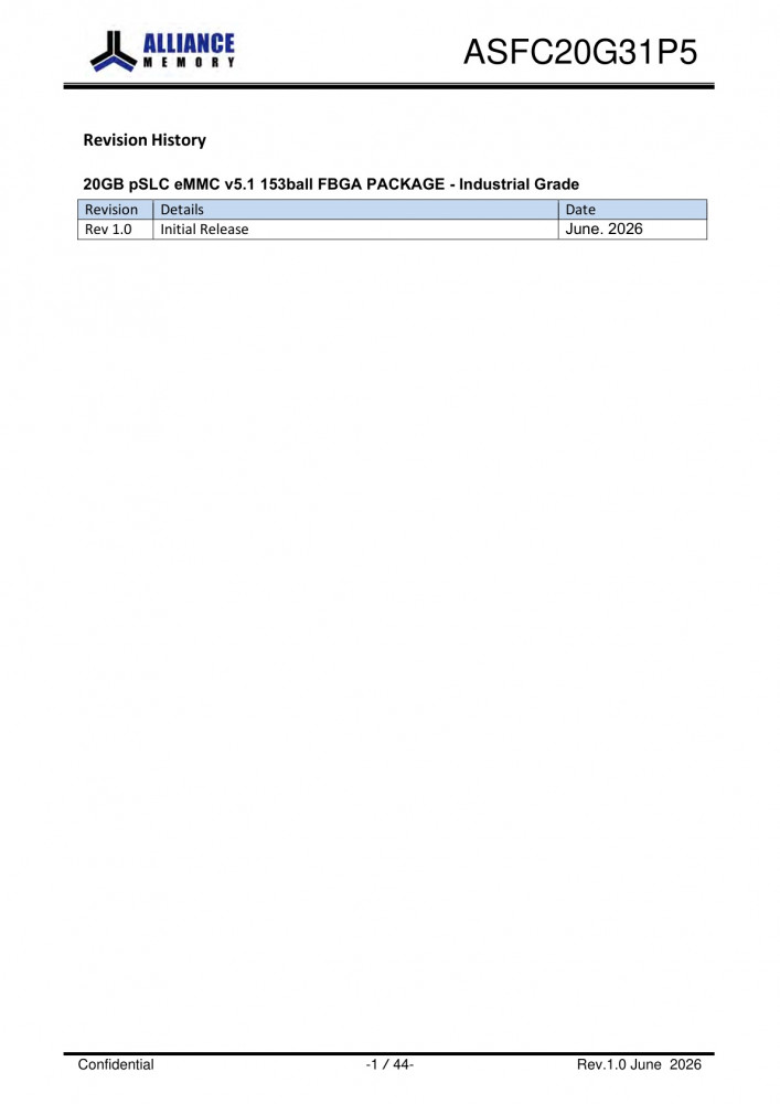ASFC20G31P5-51BIN datasheet preview, page 1