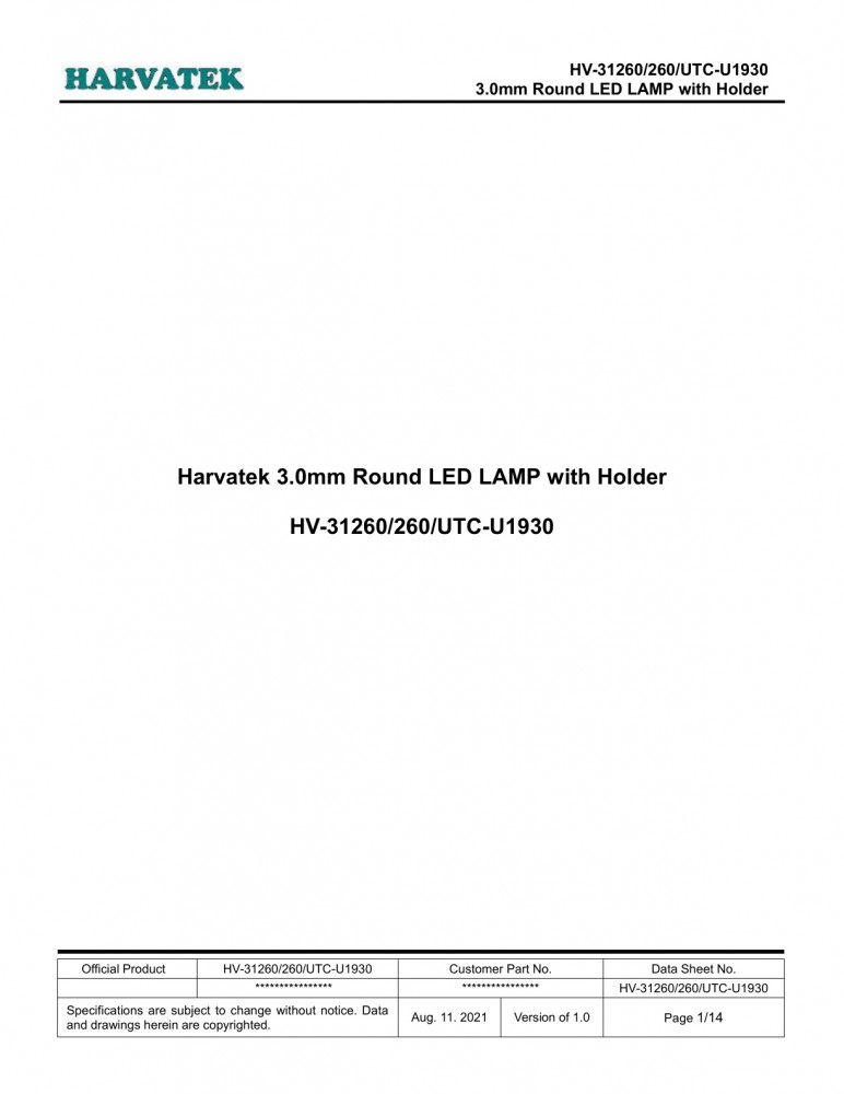 HV-31260/260/UTC-U1930 datasheet page 1