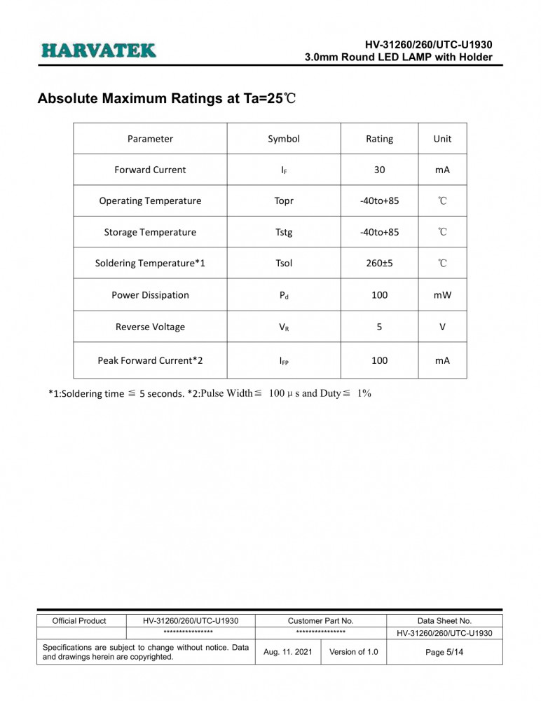 HV-31260/260/UTC-U1930 datasheet page 5
