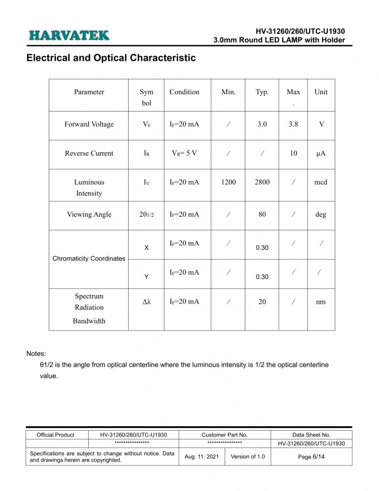 HV-31260/260/UTC-U1930 datasheet page 6