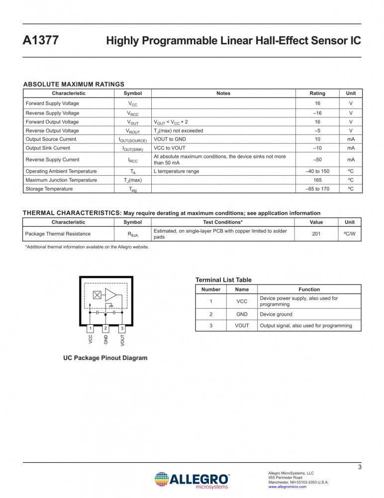 Allegro A1377 datasheet page 3