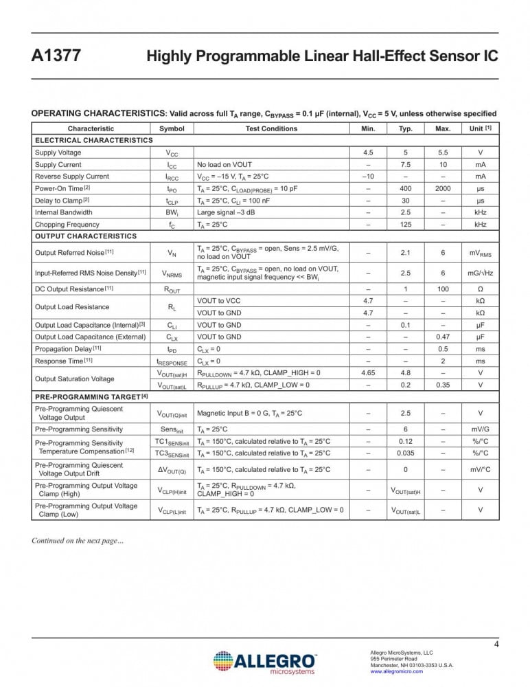 Allegro A1377 datasheet page 4