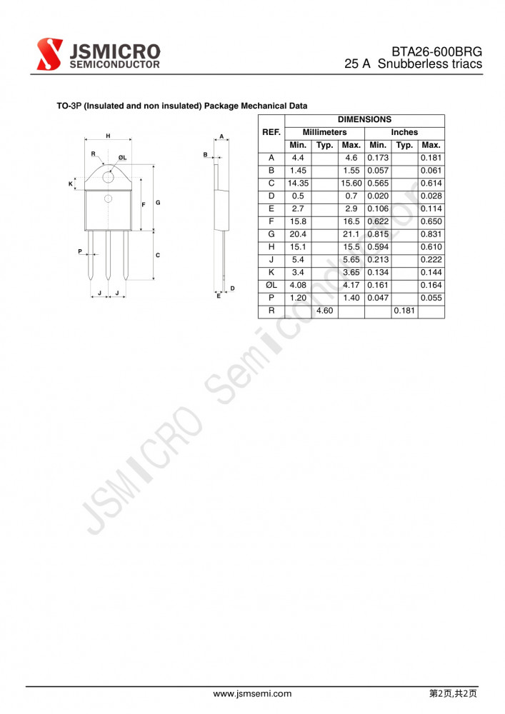 BTA26-600BRG datasheet page 2