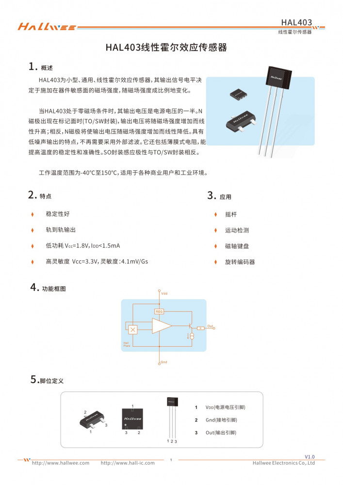 HAL403SO datasheet page 1