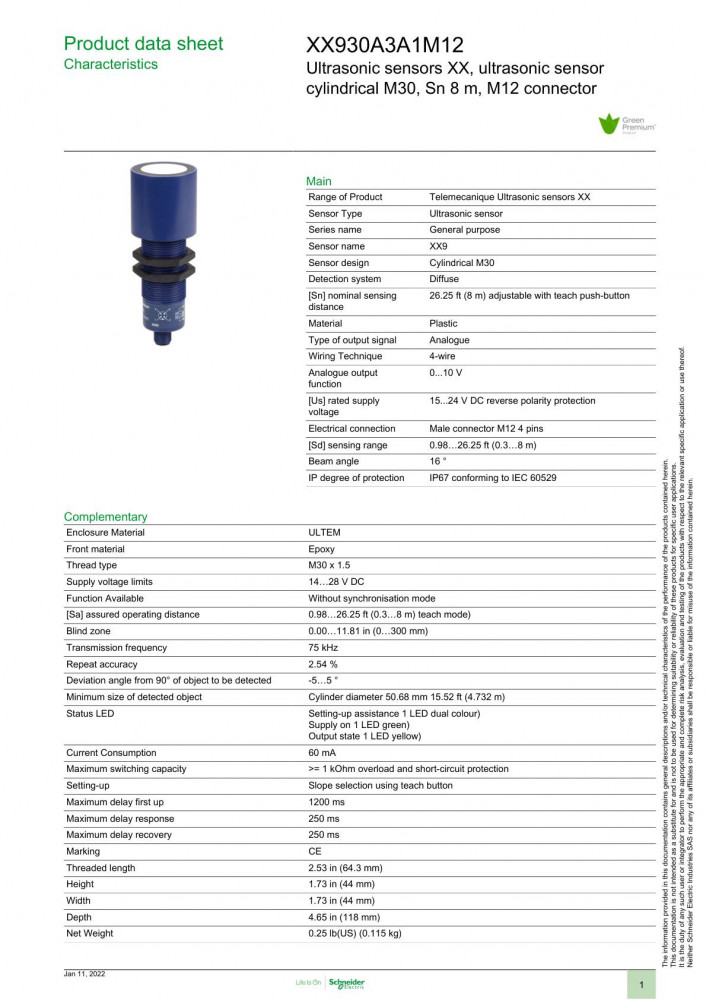 XX930A3A1M12 technical document page 1
