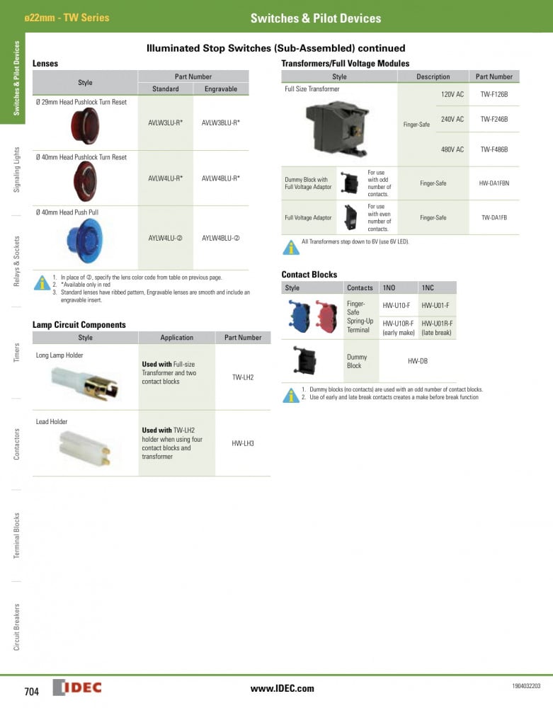 IDEC TW Series documentation page 9
