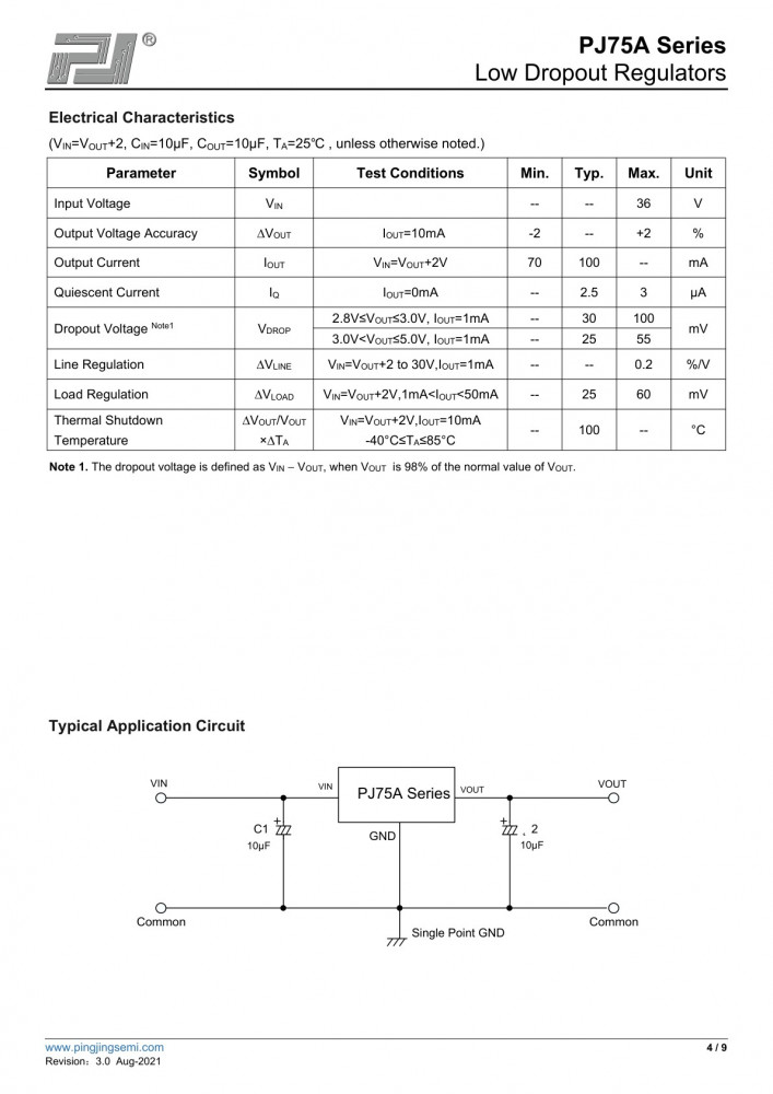 PJ75A datasheet page 4