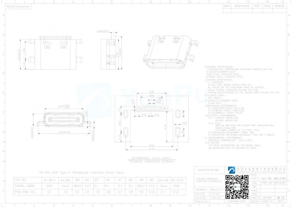 TYPEC-302-BRP16SC08 manufacturer drawing