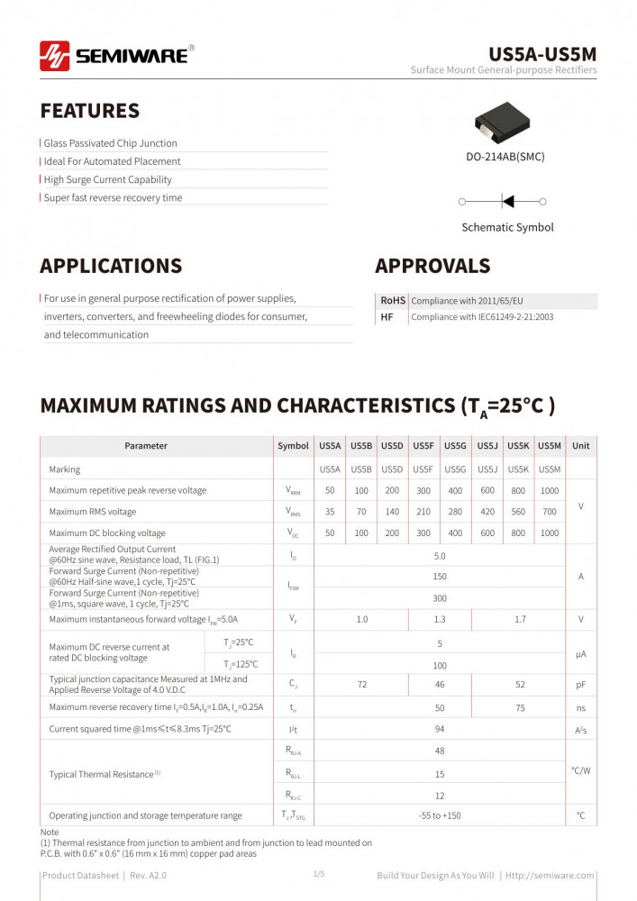 SEMIWARE US5F datasheet page 1