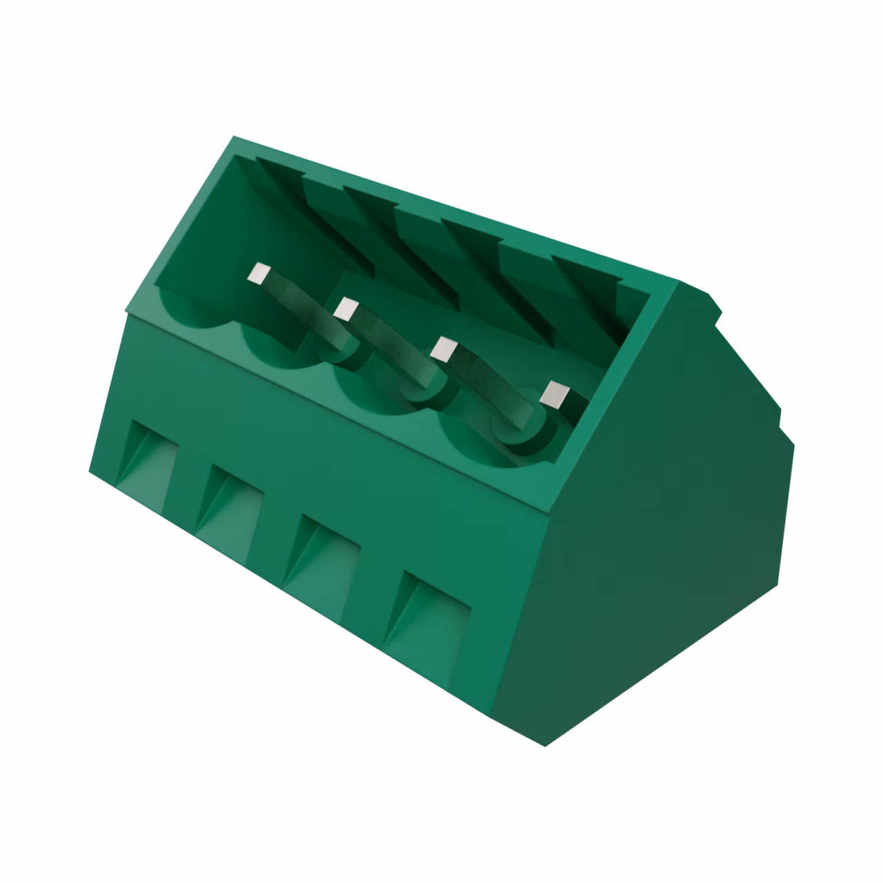 5.00mm Pitch Eurostyle 45° Angle PCB Header, Closed Ends, 4 Circuits, Green for sale