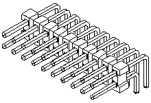 2.54mm Pitch C-Grid Breakaway Header, Low Profile, Dual Row, Right-Angle, High Temperature, 10 Circuits, 0.38µm Gold (Au) Selective Plating, with 8.13mm Mating Pin Length