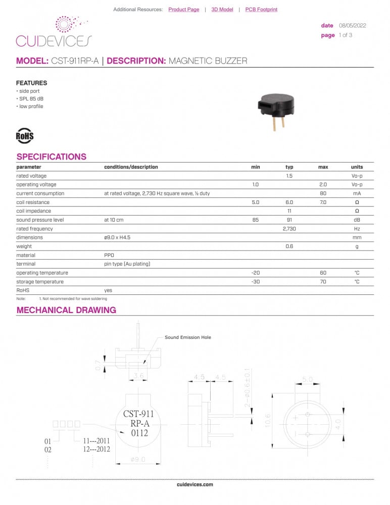 CST-911RP-A technical document page 1
