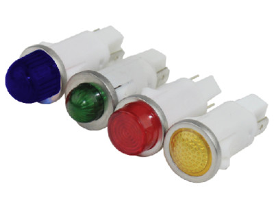 LED Panel Mount Indicator Green .500″ Semi Dome 12V Tab Terminals for sale