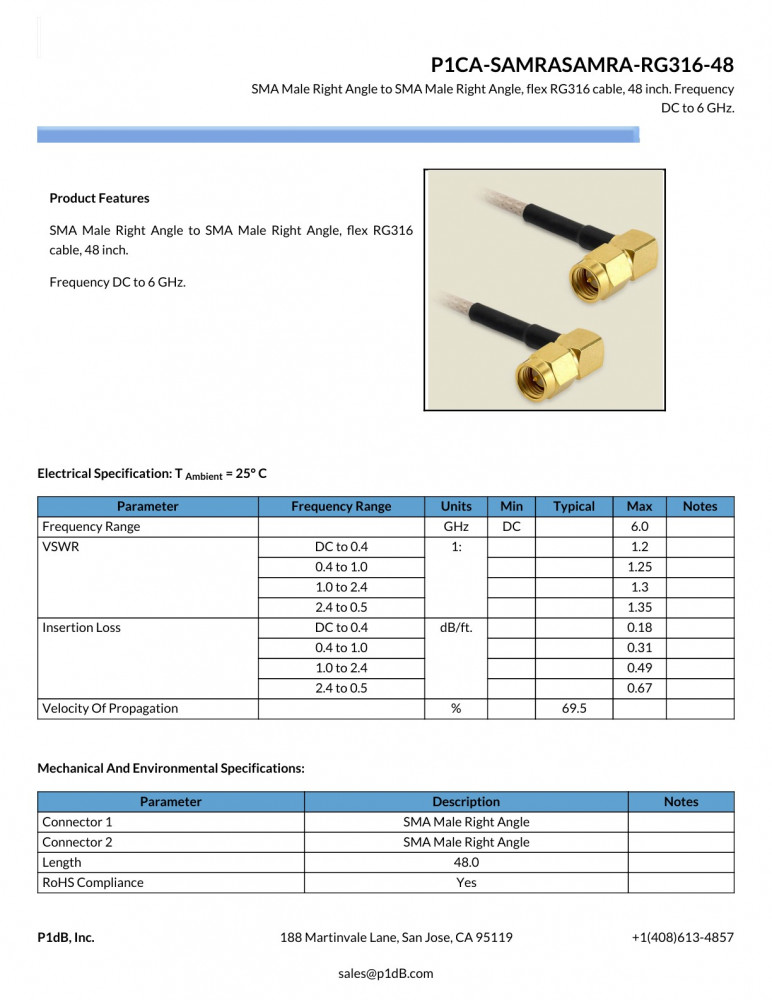 P1CA-SAMRASAMRA-RG316-48 technical document page 1
